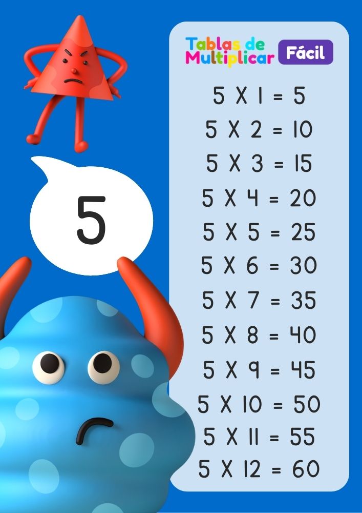 Tabla del 5 - La tabla de multiplicar del 5 para niños